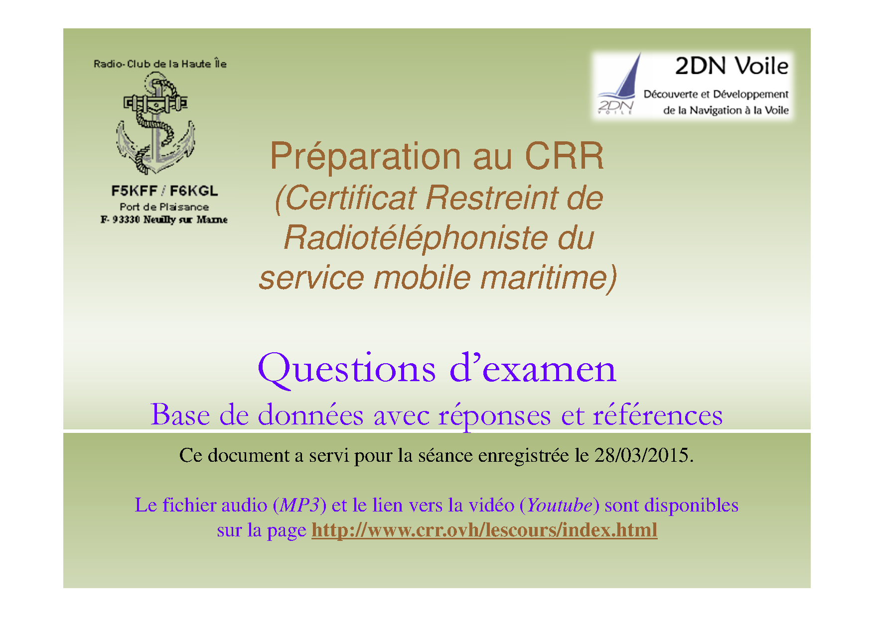Le Certificat Restreint de Radiotéléphoniste (CRR) – VHF Marine – F6KGL ...